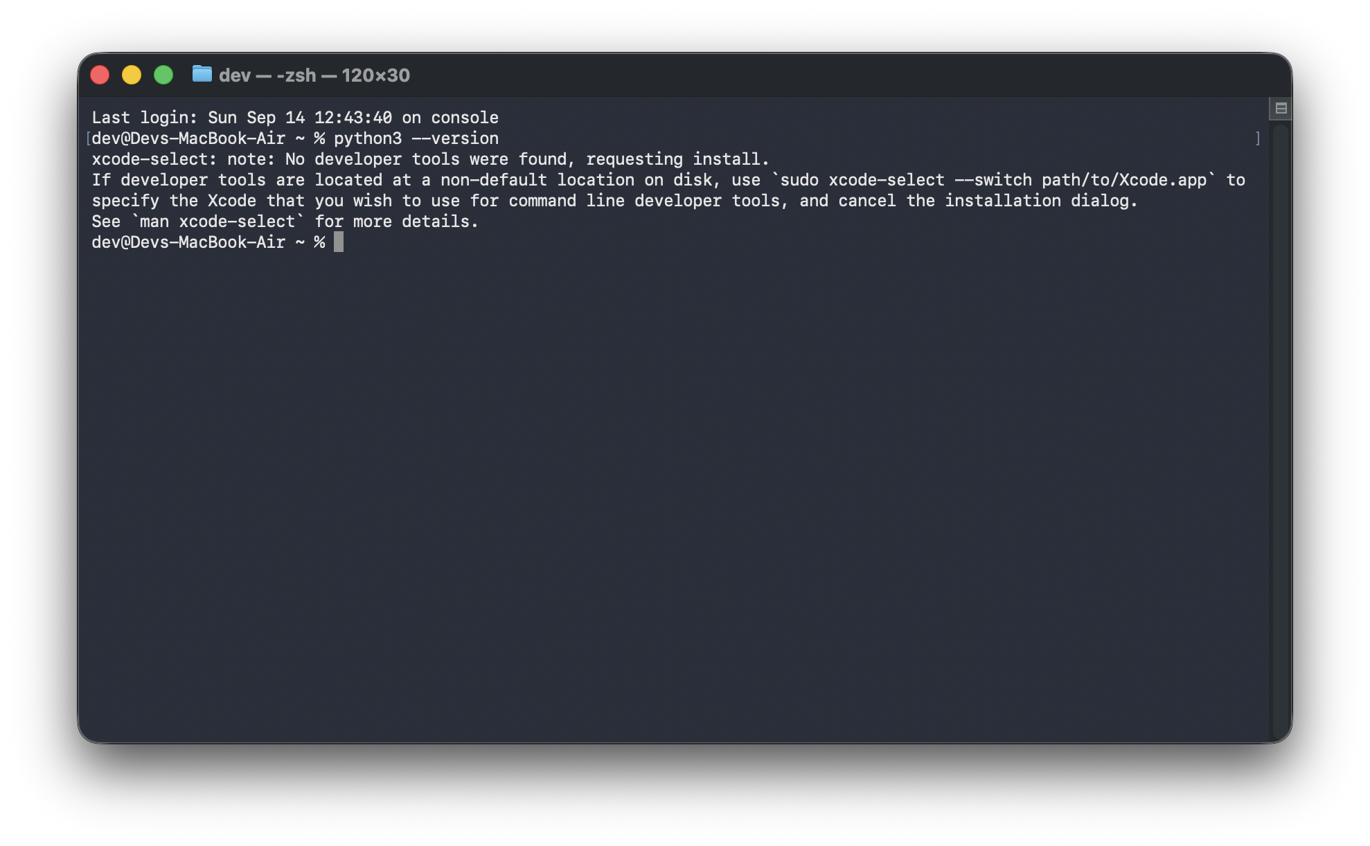 [fix] xcode-select: note: No developer tools were found requesting install. [macOS Tahoe 26 ...